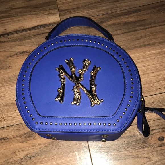 Bags | New York Yankees Royal Blue And Gold Small Round Handbag ...